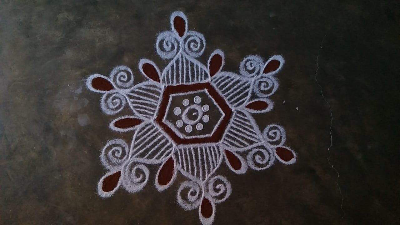 Monday morning special rangoli// easy design rangoli kolam by kaalai ...