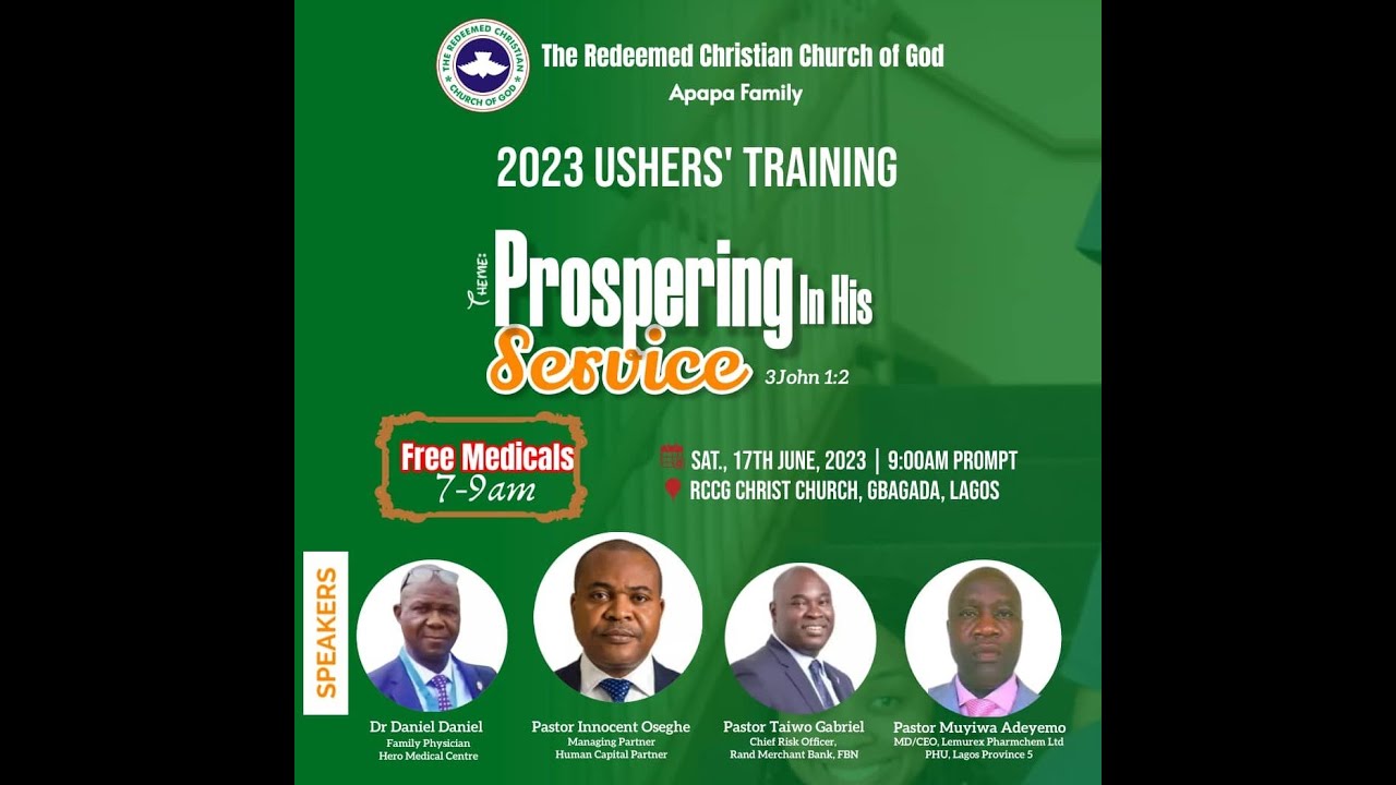 RCCG 2023 Apapa Family Ushers' Training: Prospering in His Service ...