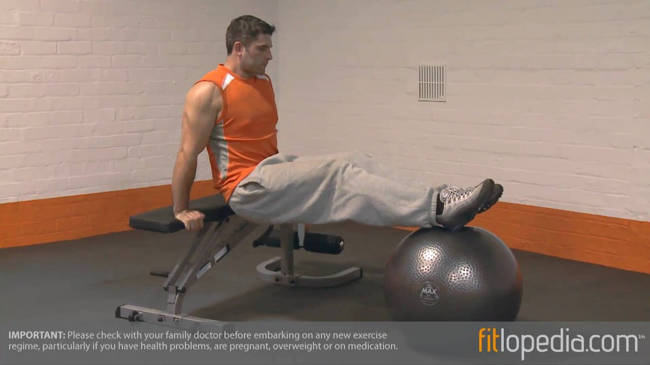 Tricep Dip on Bench with Feet on Swiss Ball - YouTube