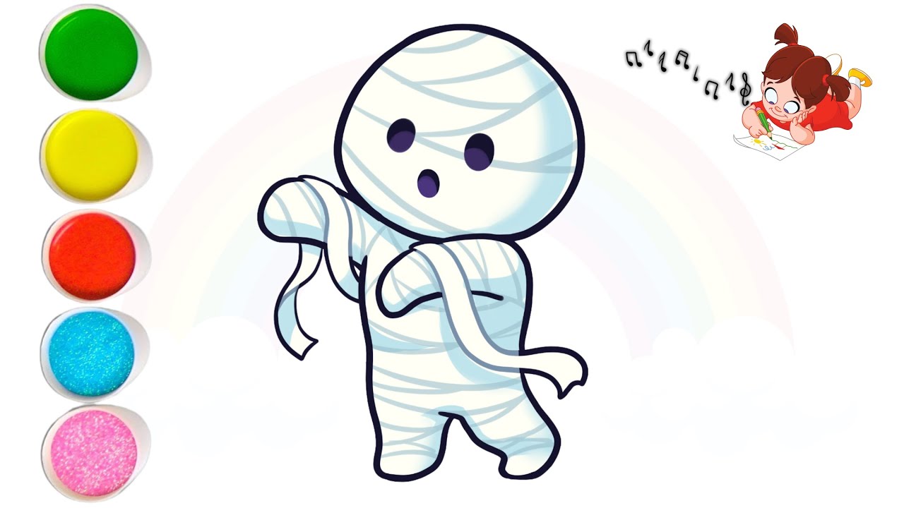How To Draw A Mummy 🌙 Drawing and Coloring Halloween Drawings for Kids ...