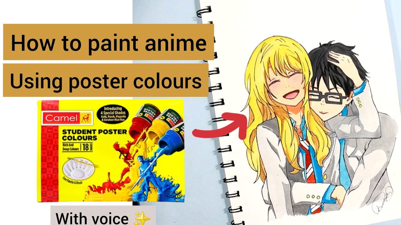 How to paint anime using poster colours/ "your lie in april "anime ...