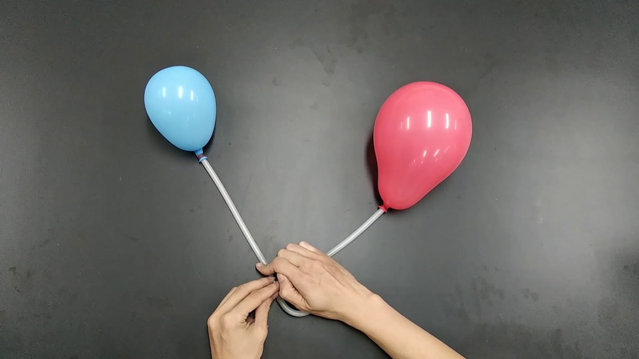 Two balloons experiment_big(red) to small(blue) - YouTube