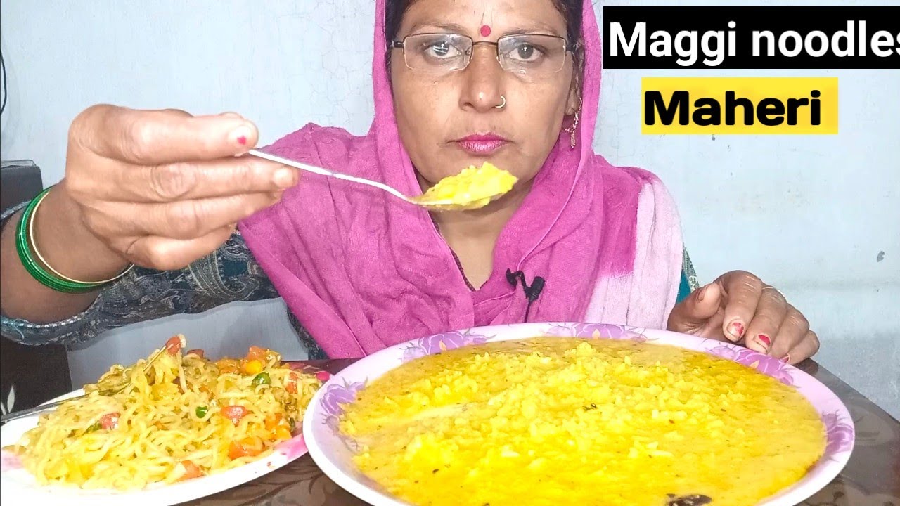 Maggi noodles, Maheri eating 🔥😋l village mattha Maheri l massive eating ...