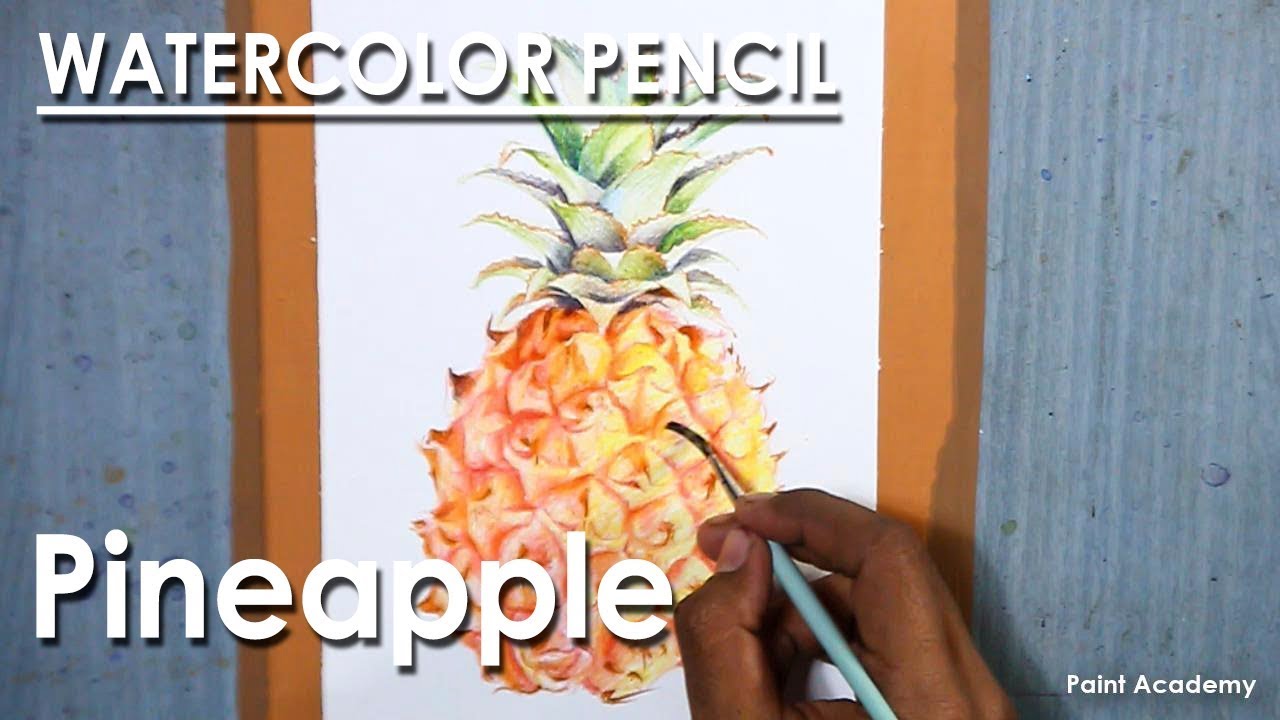 Watercolor Pencil Drawing : Pineapple | drawing & shading - YouTube
