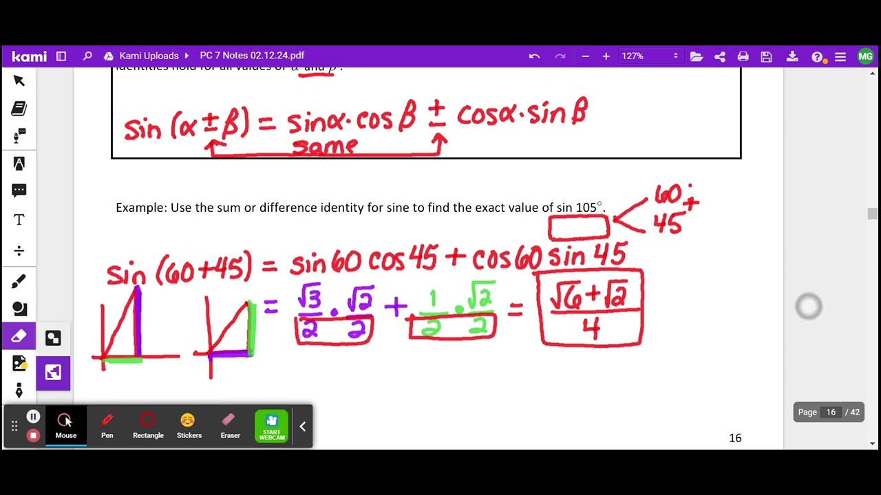 Sum & Difference (Cosine, Sine, Tangent) - YouTube