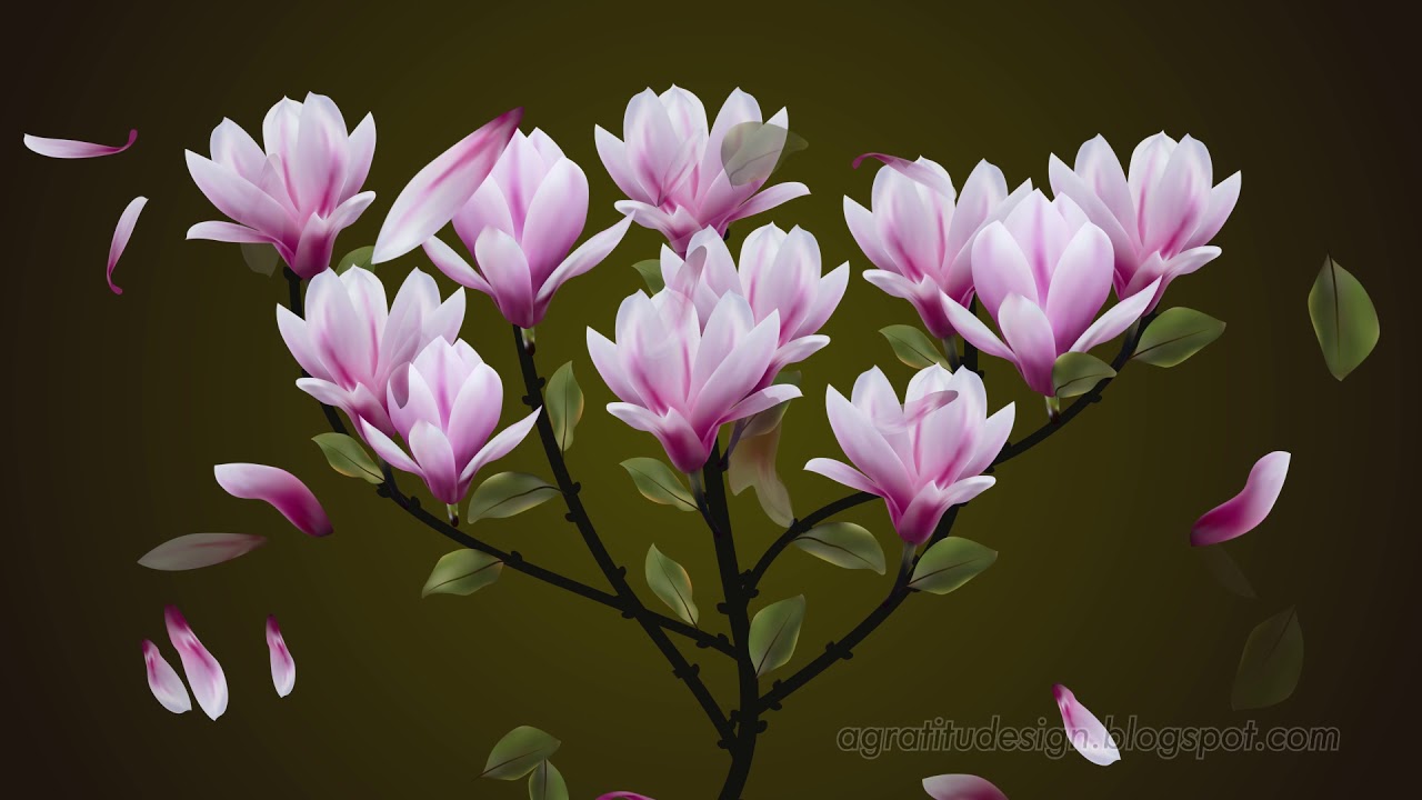 Grow And Blow In The Wind Flowers And Leaves Of Sweet Pink Magnolia ...