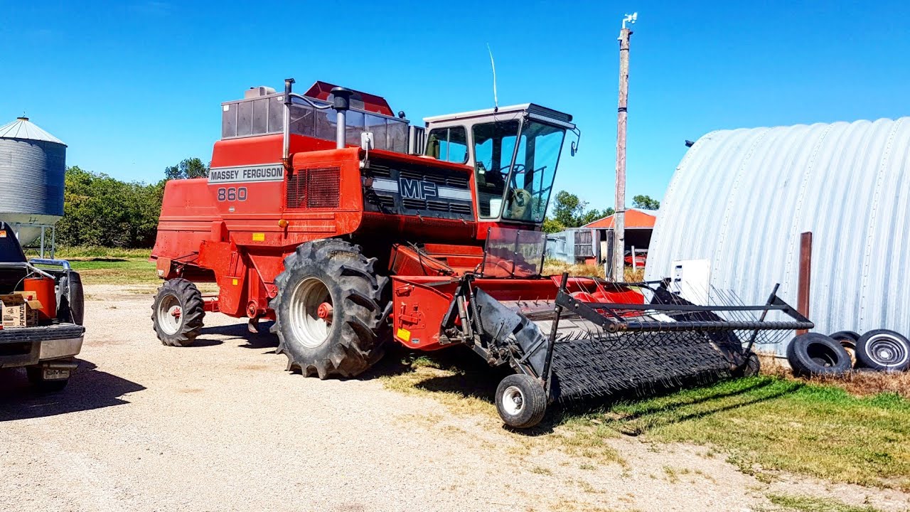 860 massey clean up and the barley is ready to swath! - YouTube