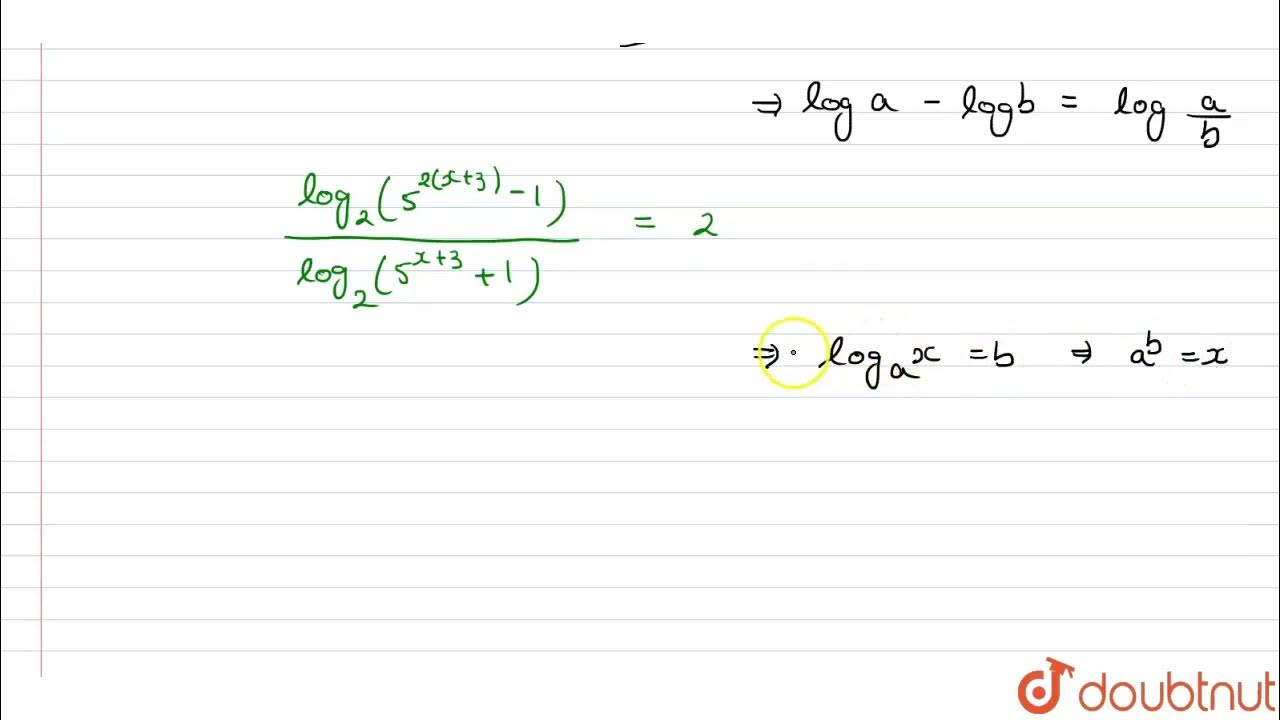 Solve log_(2)(25^(x+3)-1) = 2 + log_(2)(5^(x+3) + 1). | 12 | QUADRATIC EQUATIONS & INEQUATIONS ...