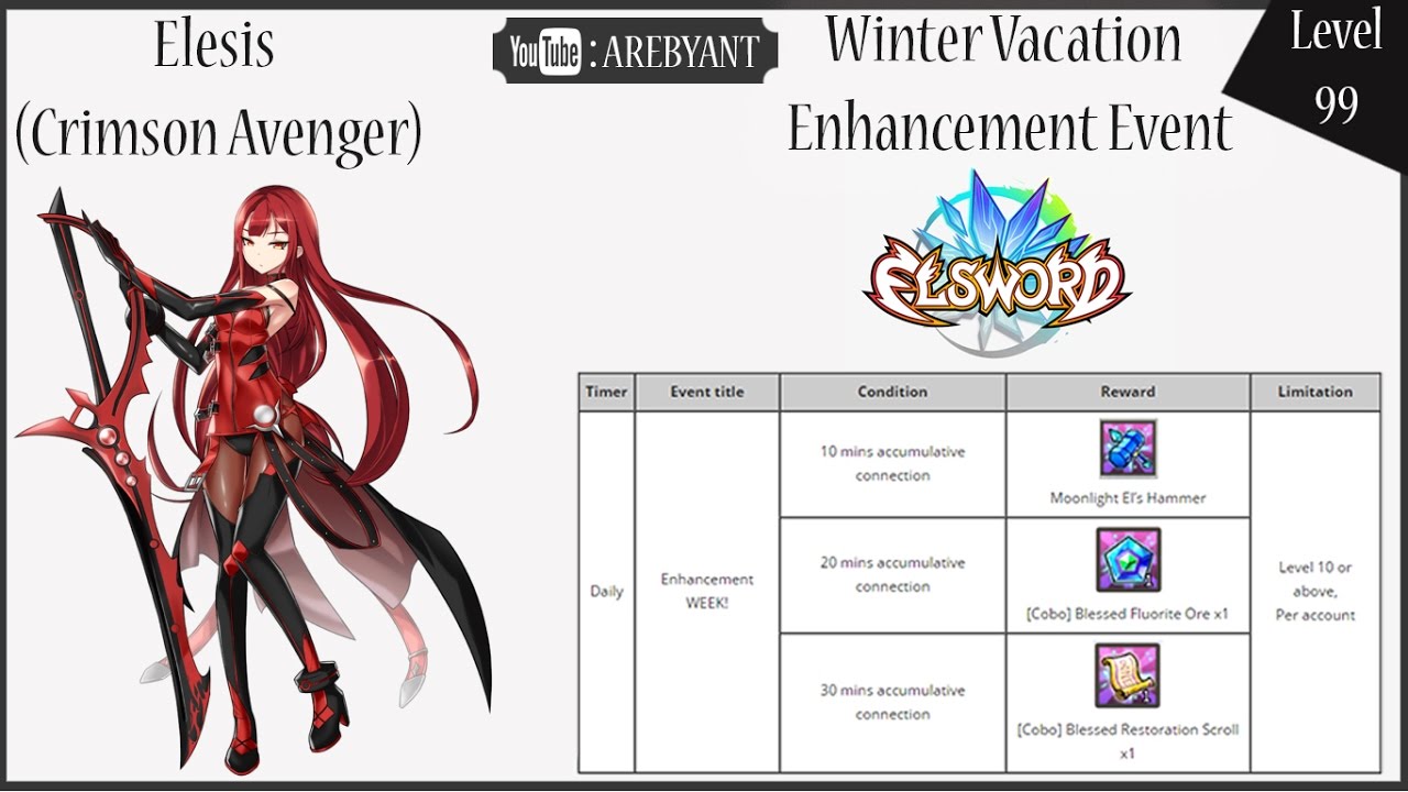 [Elsword] Elesis Level 99 Winter Vacation Enhancement Event [Crimson ...