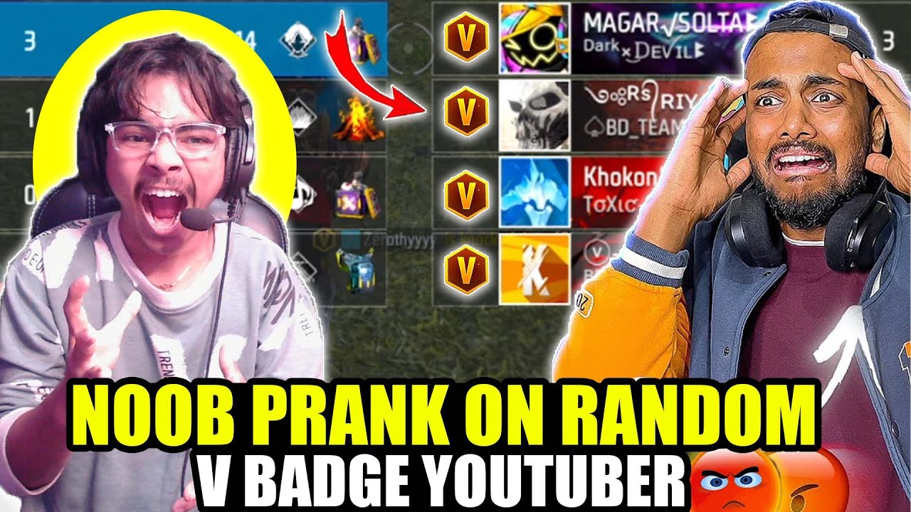 Noob Prank on Random V Badge Youtuber Gone WRONG😱 He Call me hacker - Garena free fire - YouTube