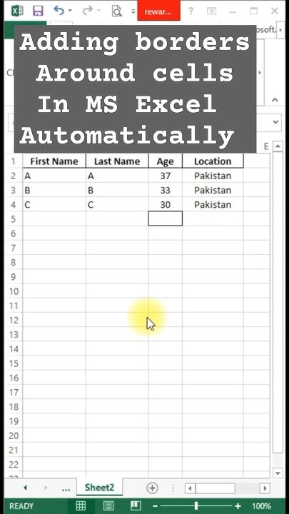 Automatically Set Borders Around Cells in MS Excel | Easy Excel Tutorial - YouTube