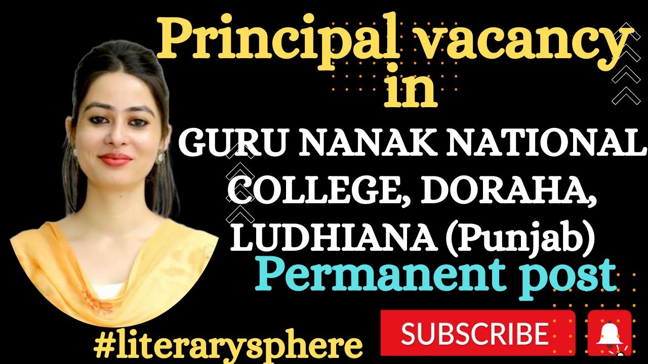 Job opportunity: Permanent Principal Post in Doraha (Punjab) - YouTube