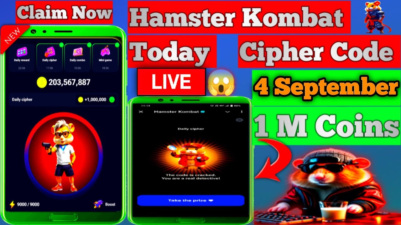 Hamster Kombat |Today Cipher Code 4-September |New Cipher Code 4 ...