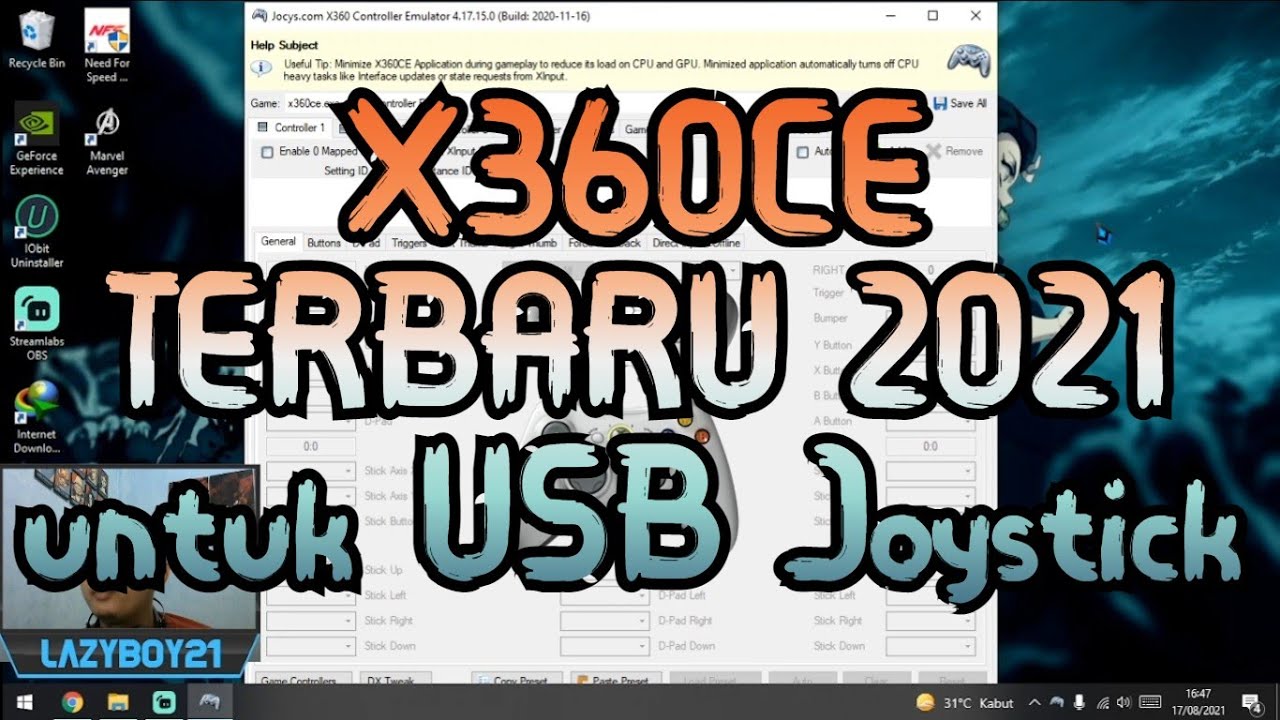 Cara Setting USB Joystick dengan Aplikasi X360ce Terbaru 2021 - YouTube
