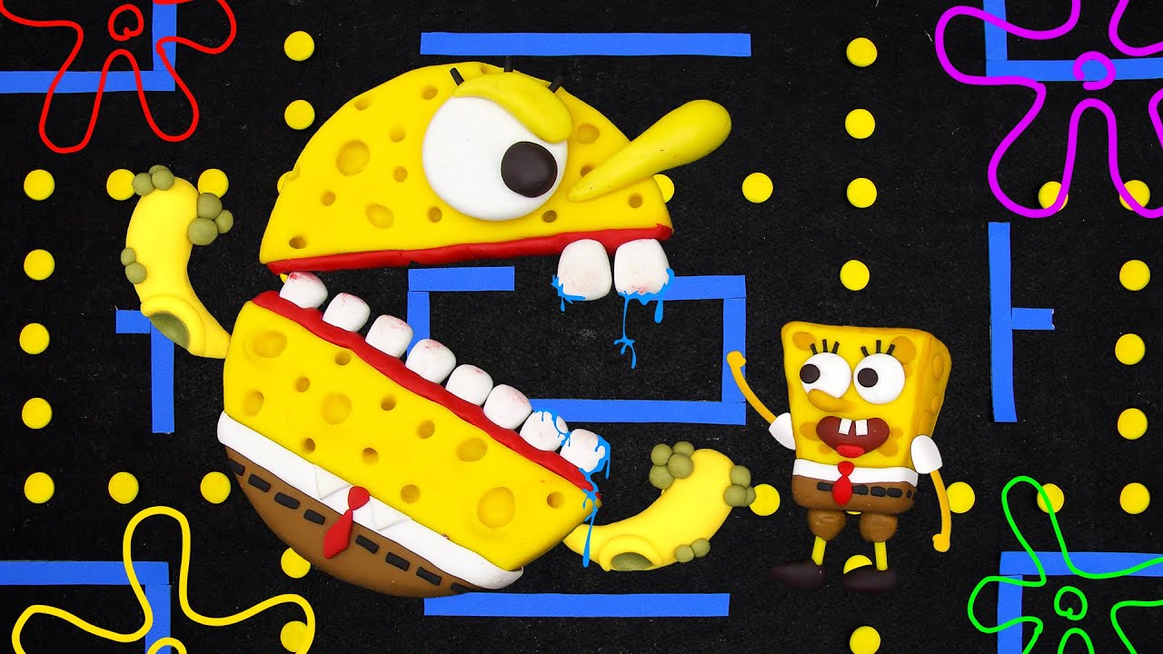 Pacman Stop Motion ASMR | Spongebob Monster vs Pacman Spongebob ...