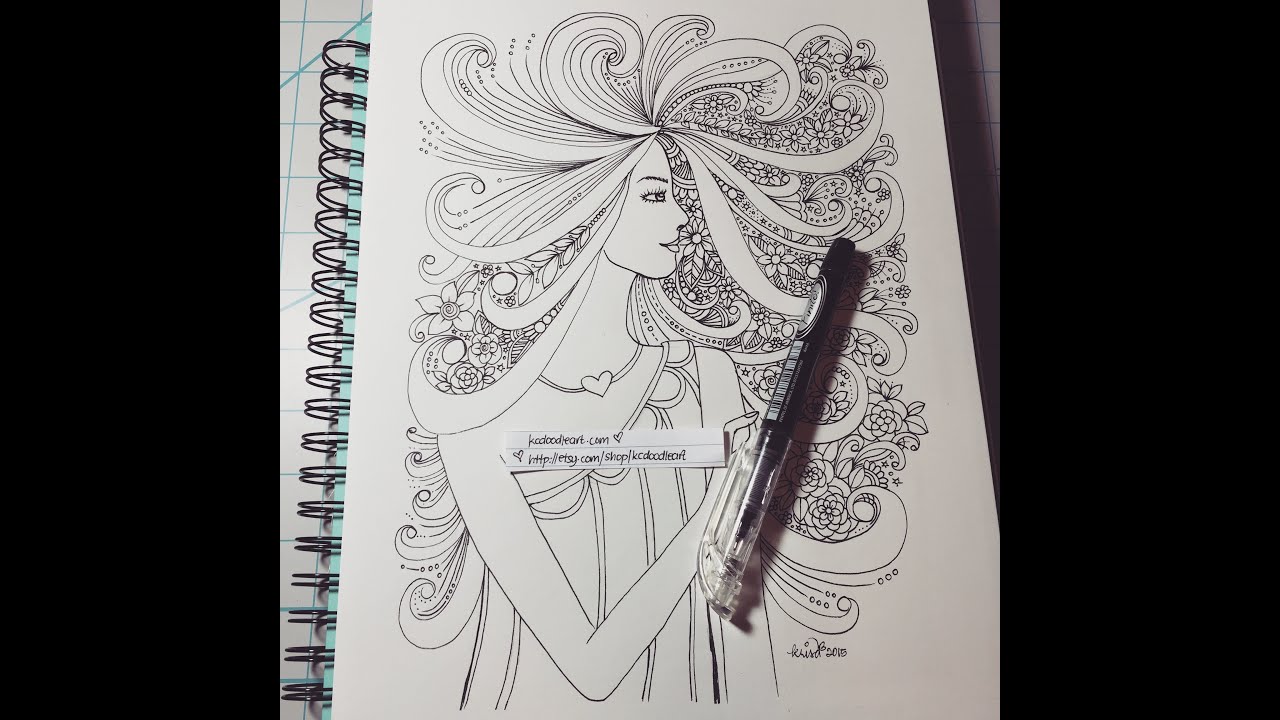 zentangle inspired woman 3 - YouTube