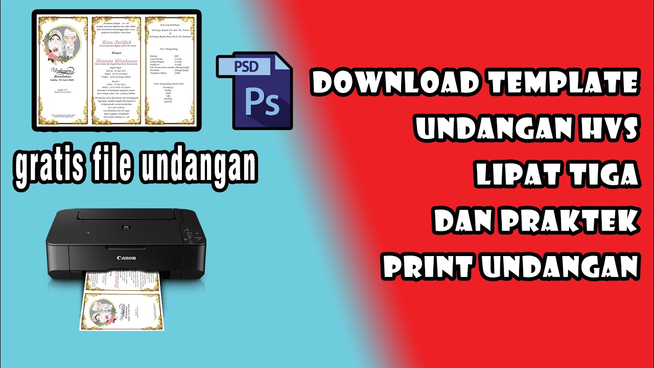Print undangan & download template undangan hvs lipat 3 PSD - YouTube