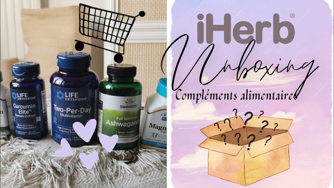 unboxing iherb, compléments alimentaires spécial pousse des cheveux - YouTube