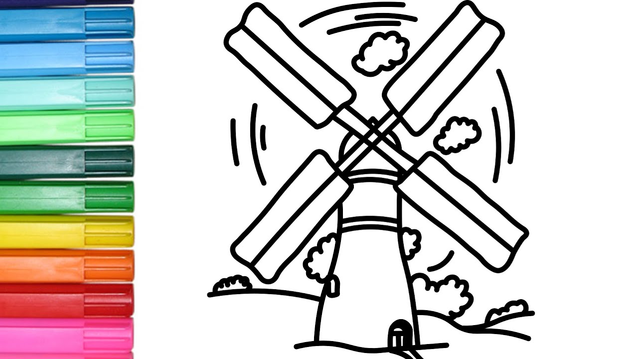 How to Draw a Wind Turbine / Really Easy Wind Turbine Drawing Picture ...