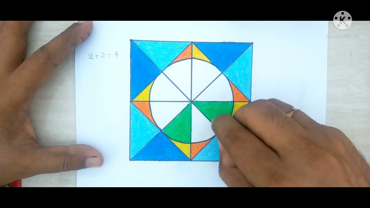 জ্যামিতিক নকশা আঁকা |সহজে নকশা আঁকা |very easy mathematics design - YouTube