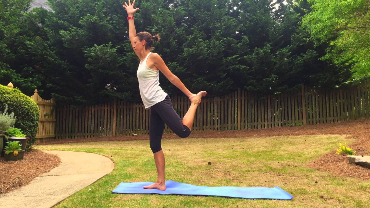 YogaFlow: Dancer's Pose to Revolved Hand to Foot Pose - YouTube