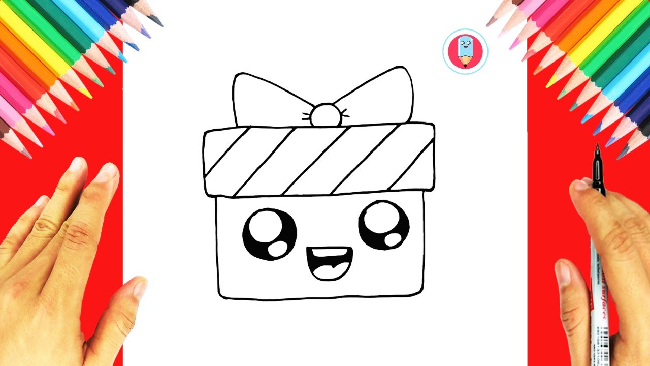 How to Draw a Present, Step by Step, Cute Drawings. - YouTube