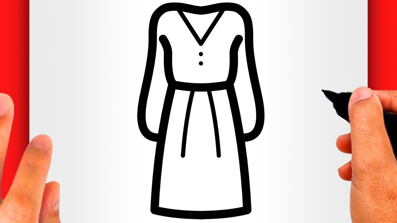HOW TO DRAW A DRESS DRAWING STEP BY STEP FOR BEGINNERS (EASY AND SLOW ...