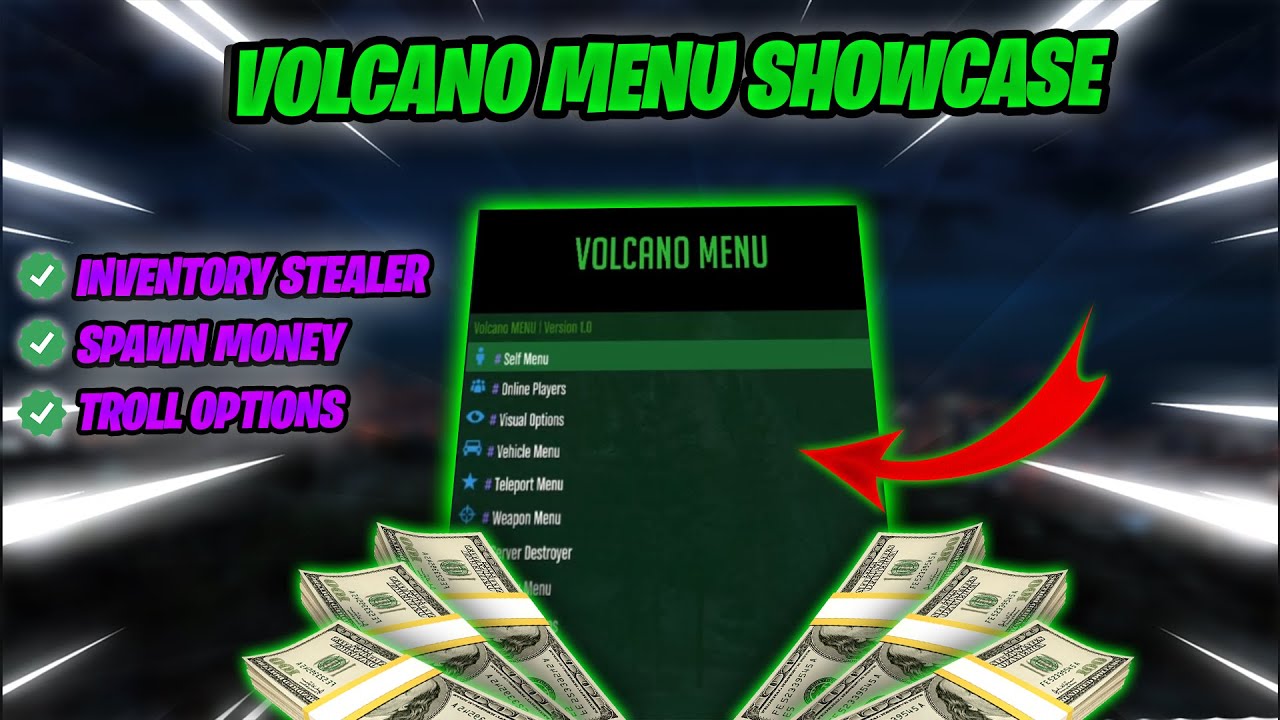 FiveM Volcano Menu Showcase | Steal Inventories | Money Cheat | Troll ...