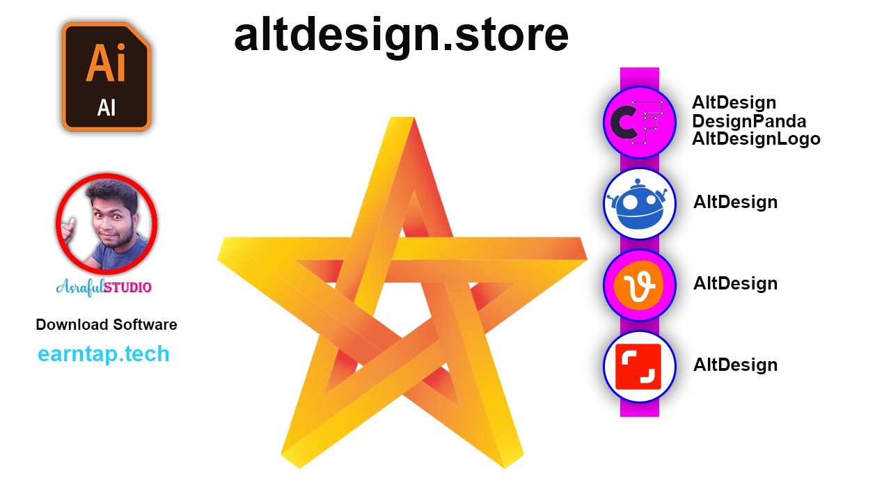 Adobe Illustrator tutorial | How to make 3D colorful Star logo design ...
