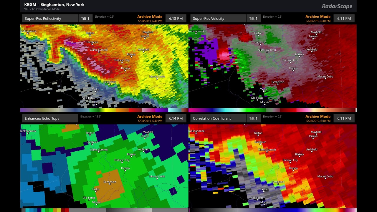 2019 5/28 Clarks Summit/Scranton, PA Tornado Multi-Panel Radar - YouTube