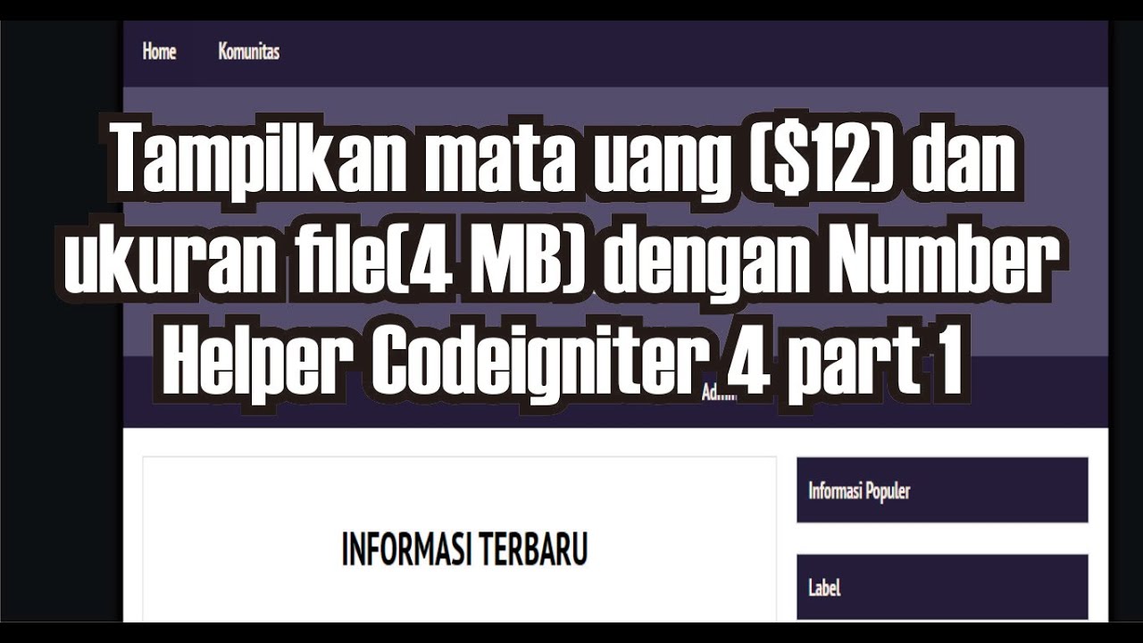 Cara Menggunakan Number Helper Codeigniter 4 Part 1 Youtube