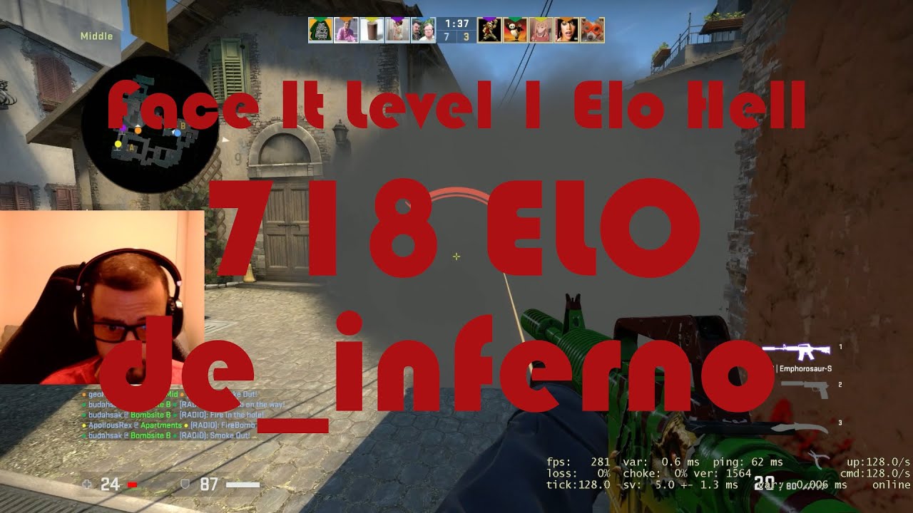 Face It Level 1 Elo Hell - Road to Level 2 - de_inferno - 718 ELO - YouTube