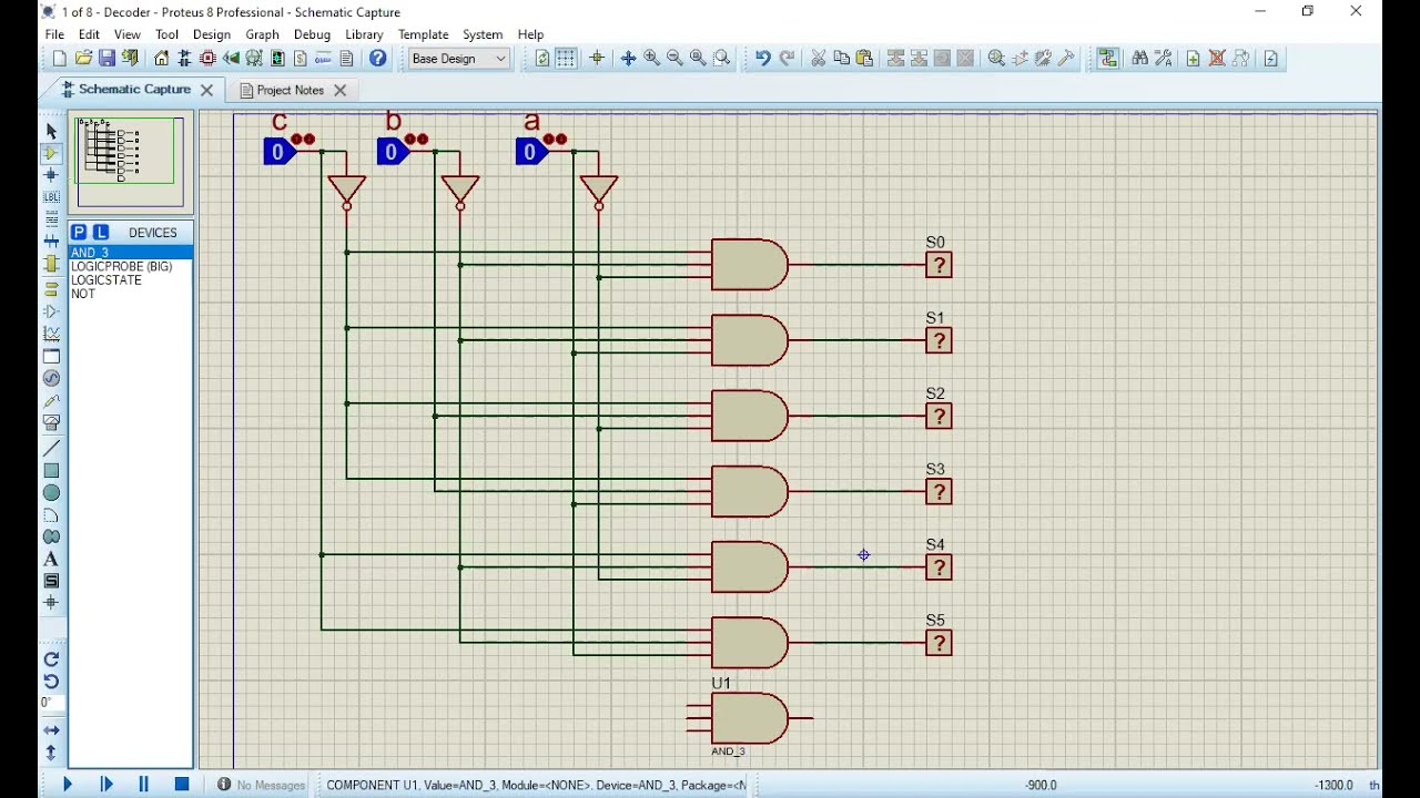 Décodeur 3 vers 8 - Implémentation Proteus-ISIS - YouTube