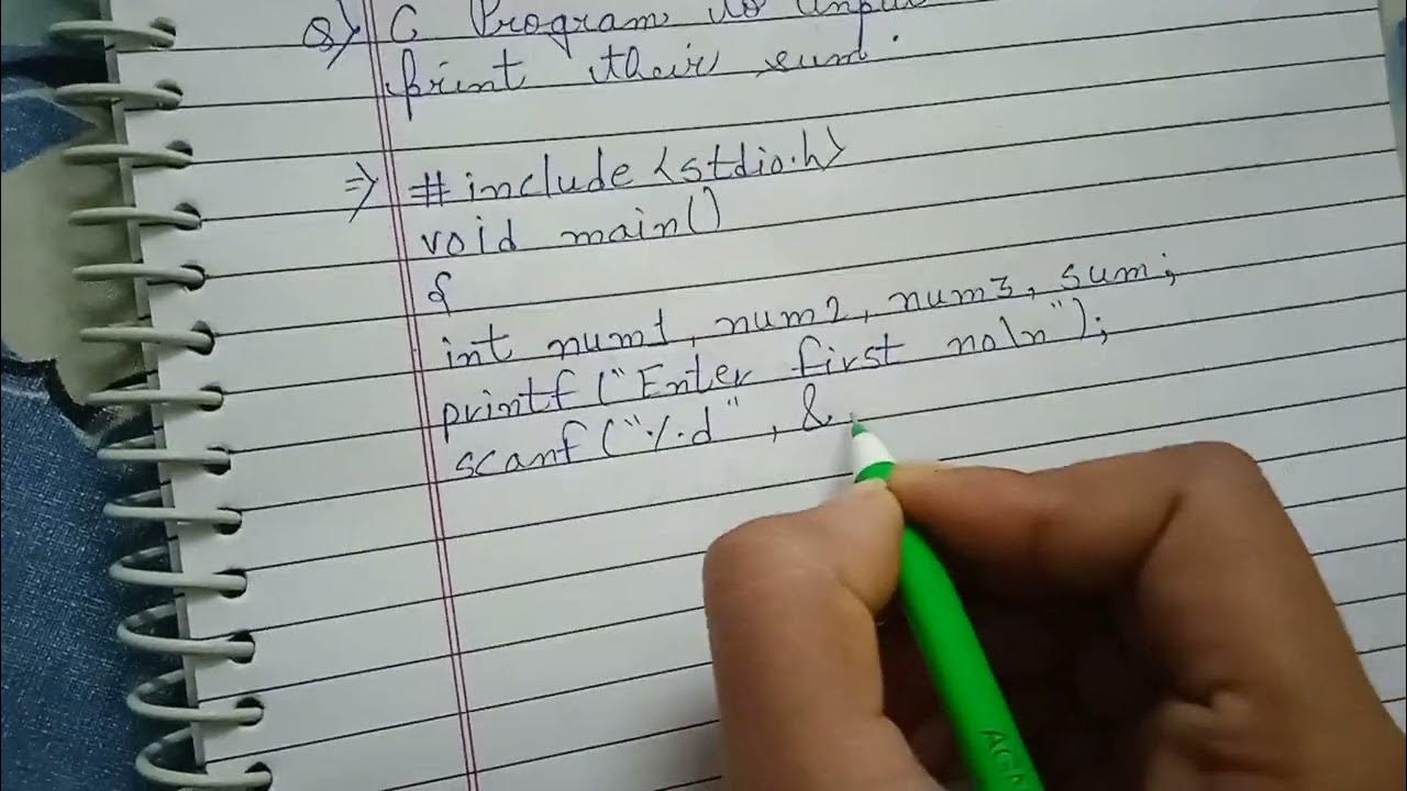 C program to input three numbers and print their sum. - YouTube