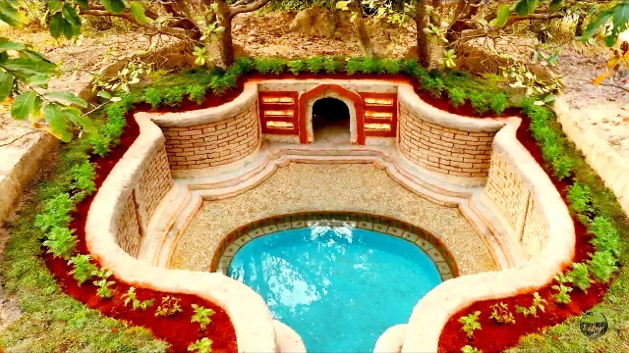 Build The most Beautiful Underground Mansion And Swimming Pool ...