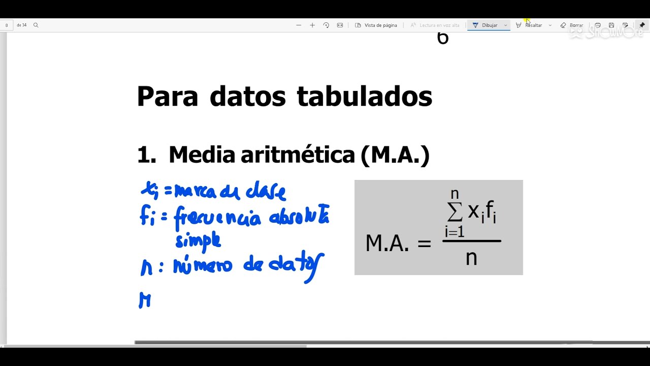 MEDIA ARITMÉTICA DE DATOS AGRUPADOS - YouTube