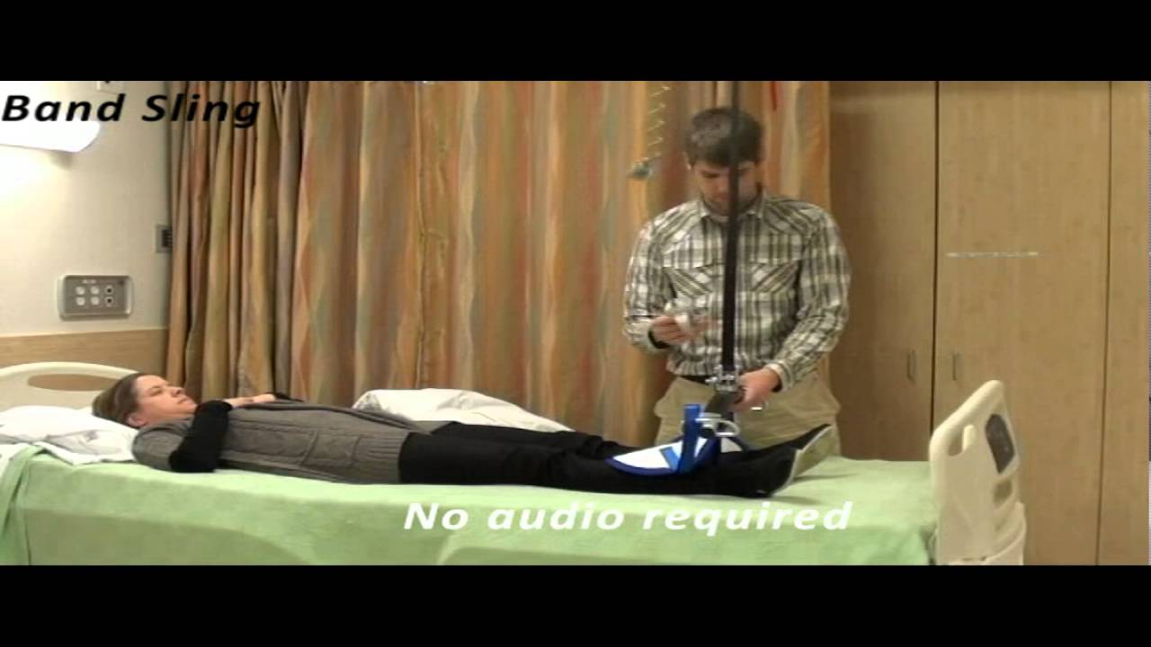 Supporting limb with band sling (for wound care) - YouTube