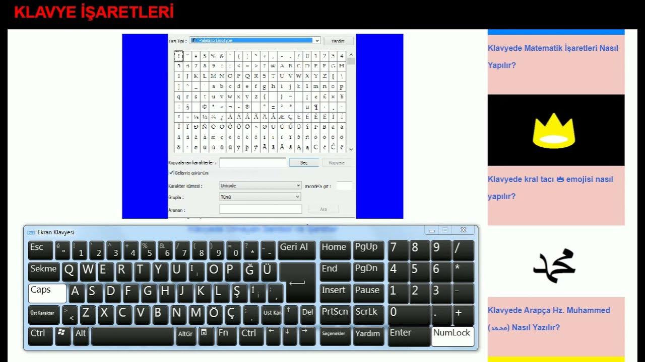 Klavyede Olmayan Sembol Ve İşaretler Symbols And Signs Not On The ...