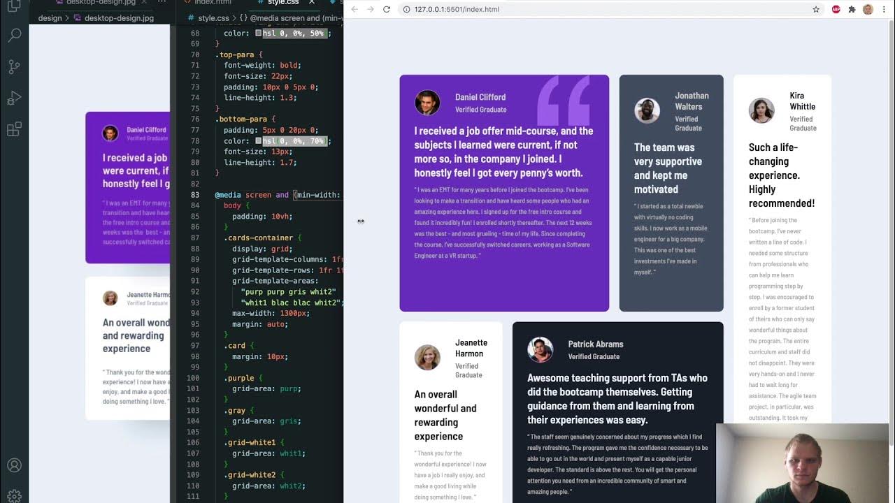Coding Timelapse Frontend Mentor Testimonial Grid Sections Youtube