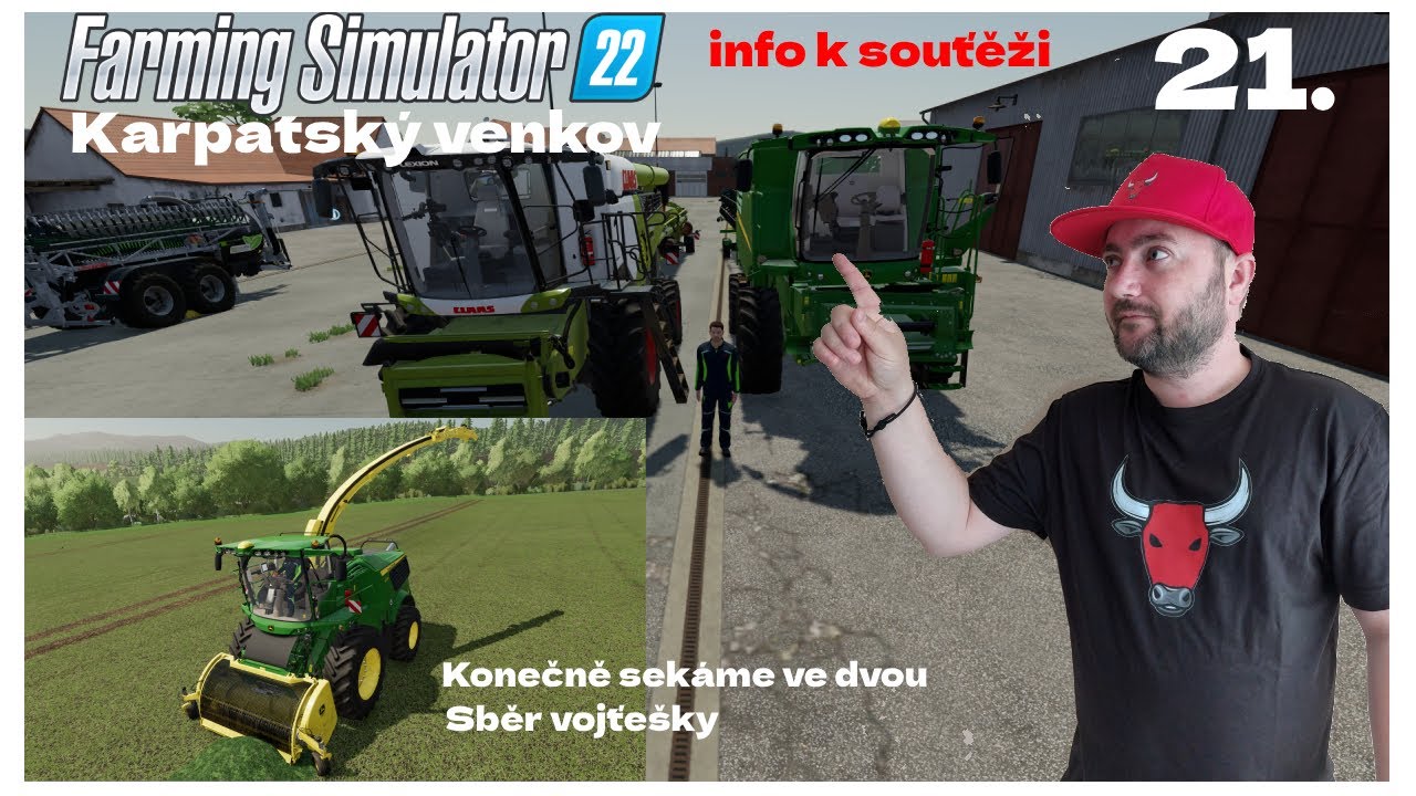 Farming simulator 22 | Karpatský venkov #21 řezačka a 2 kombajny v akci ...