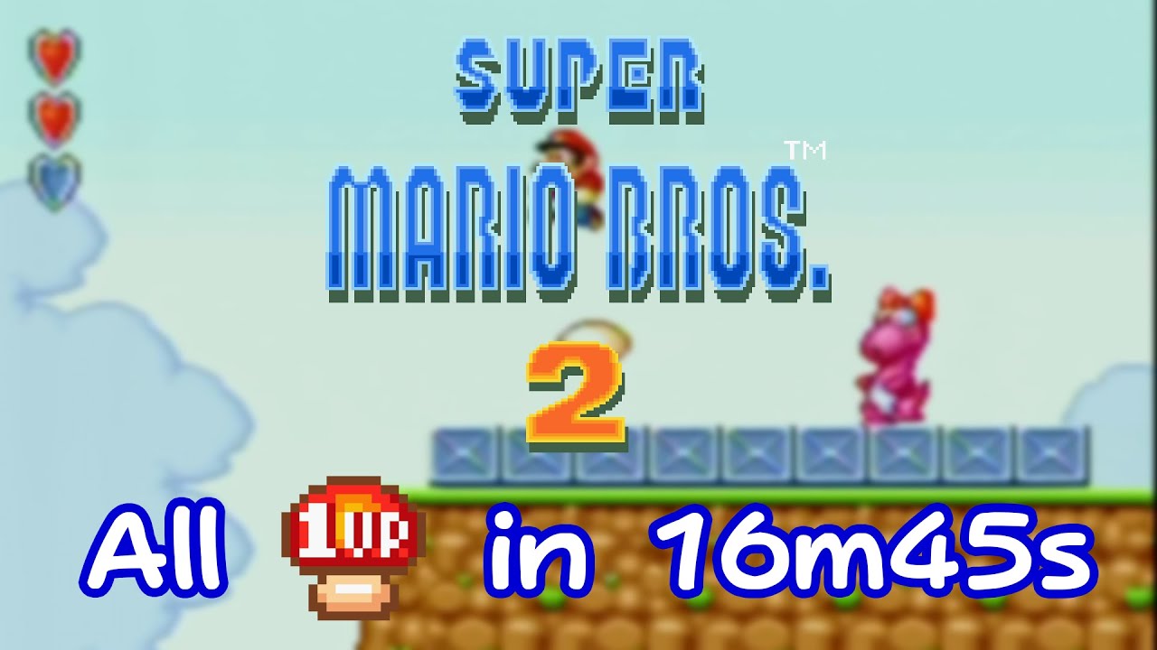 Super Mario Bros. 2 All 1UP Mushrooms SNES #speedrun in 16:45 - YouTube