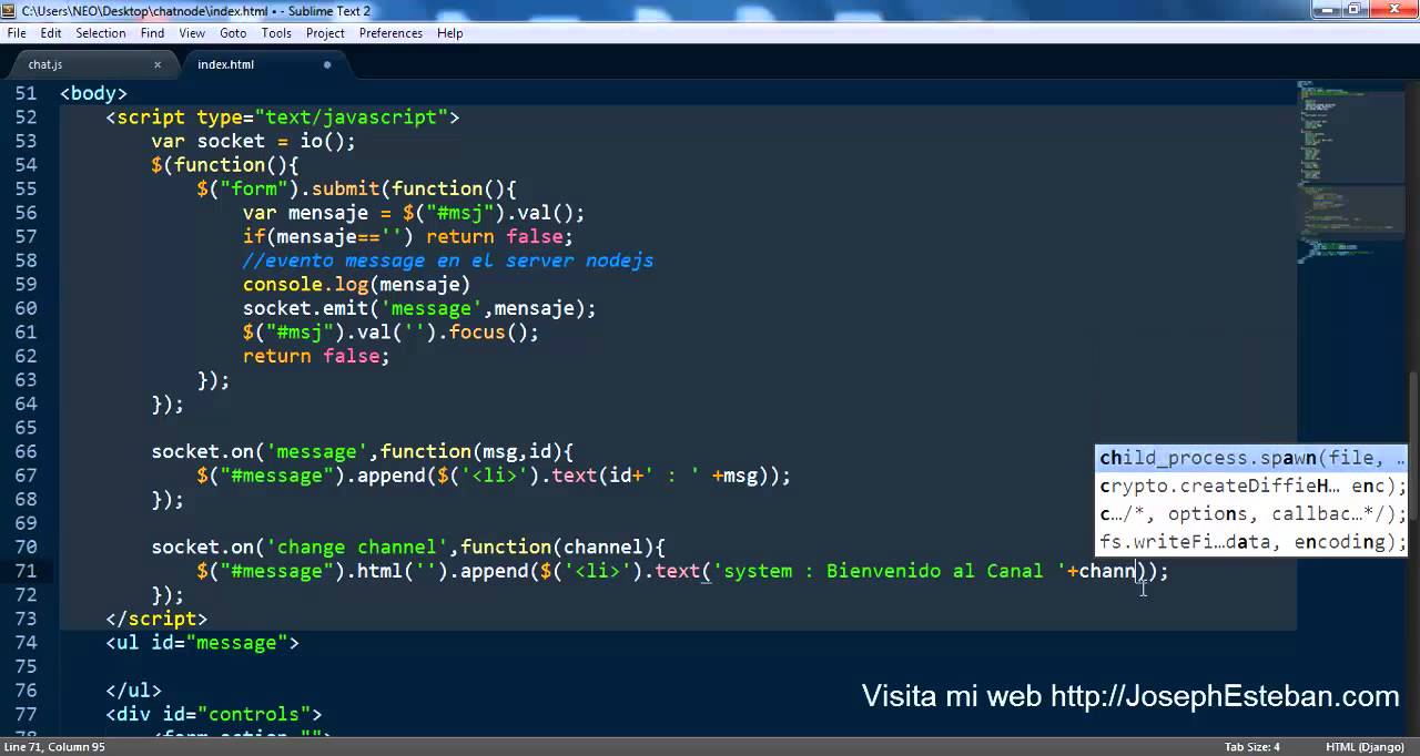 Chat Room Con Nodejs 2 Youtube