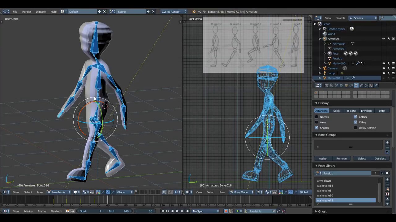 Creating a simple walk cycle in Blender using reference image - YouTube