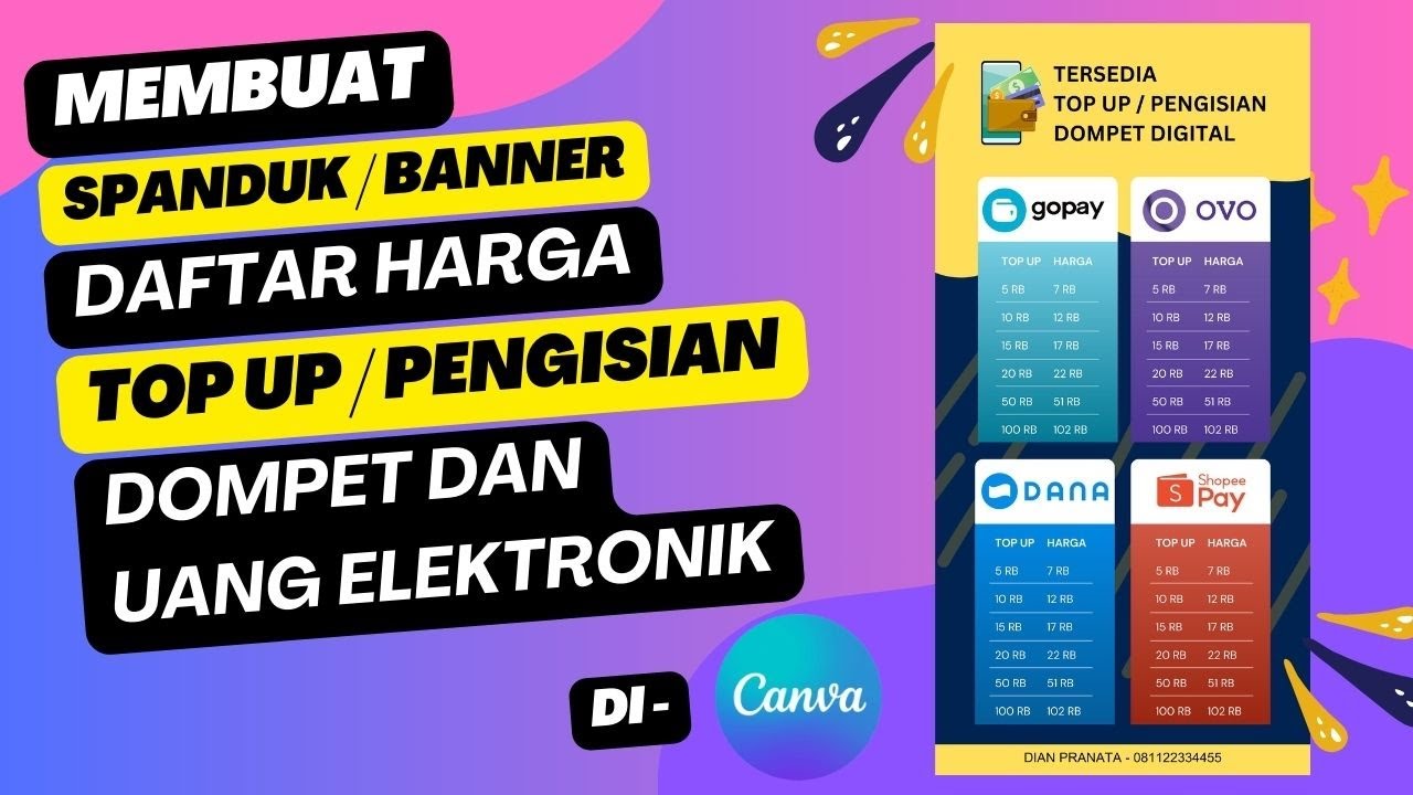 Cara Membuat List Daftar HARGA TOP UP PENGISIAN DOMPET UANG ELEKTRONIK ...