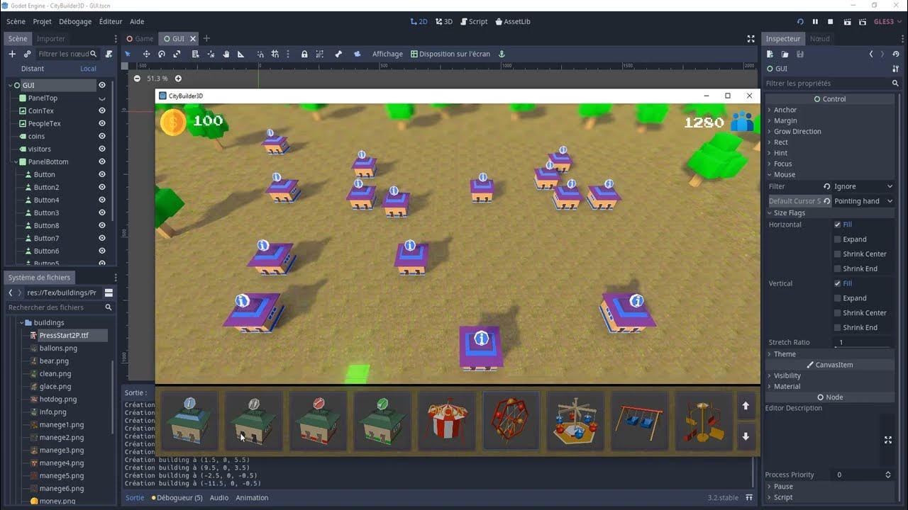11 Godot Gdscript City Builder 3d Linterface Utilisateur Gui Youtube