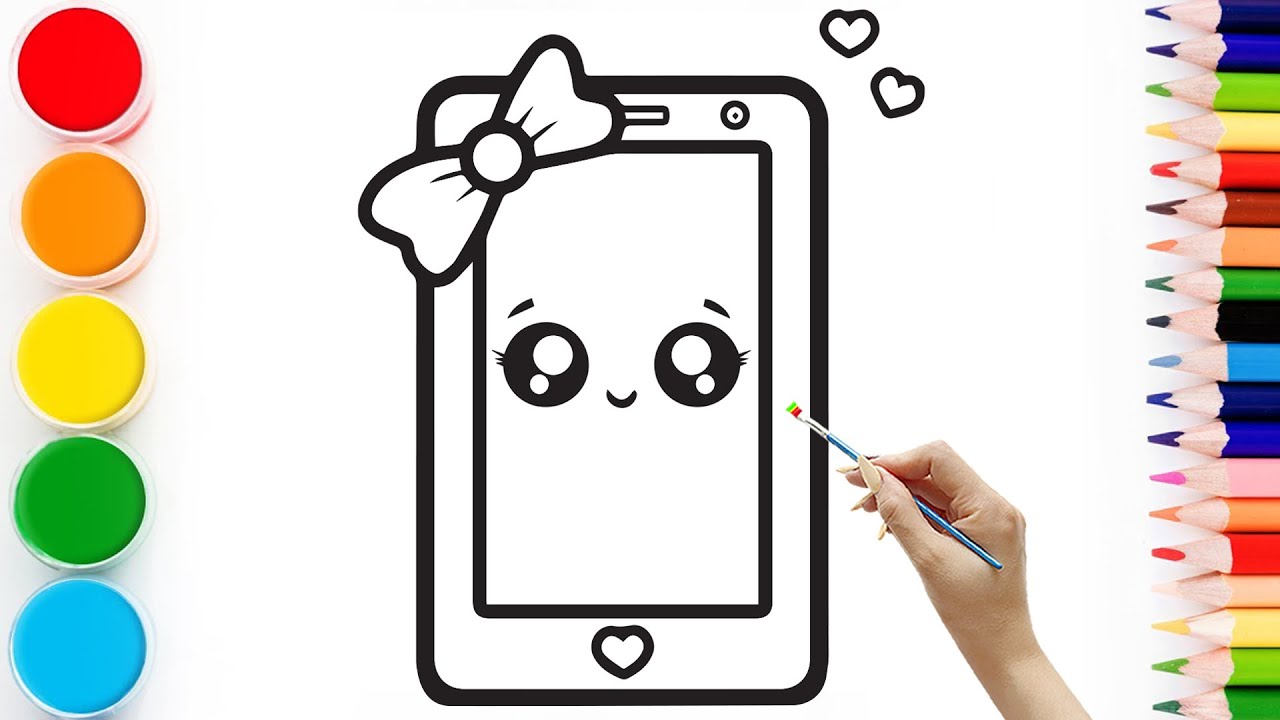 How to draw a cute phone | step by step - YouTube