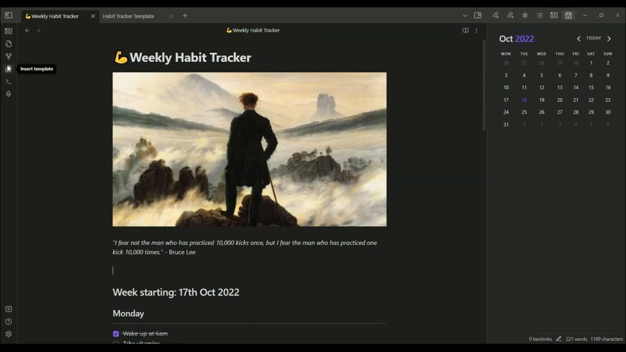 Obsidian Weekly Habit Tracker Template - YouTube