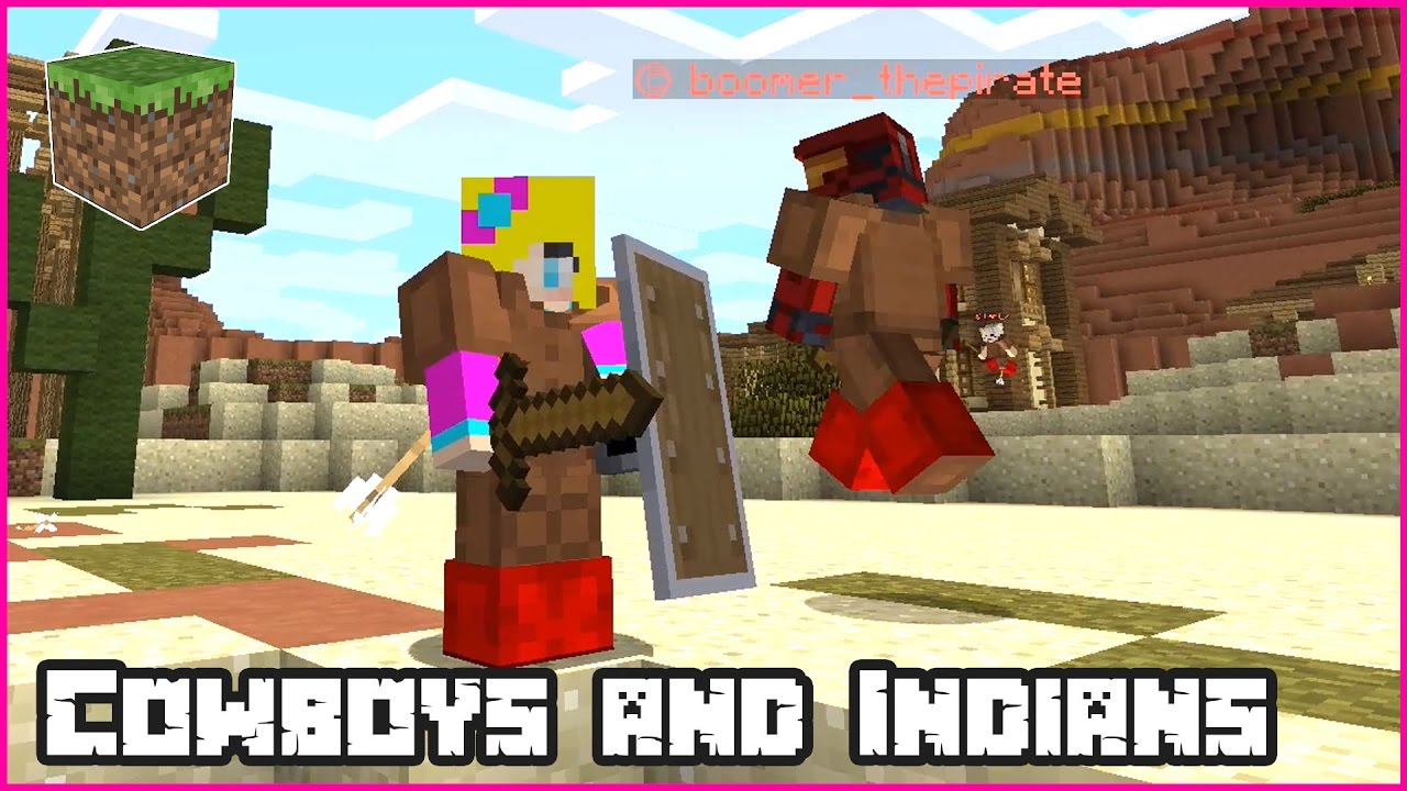 Cowboys and Indians Playing and Having Fun in Minecraft game! - YouTube