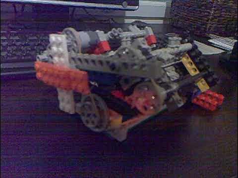 Lego Technics V6 engine running with 6V Lego electric motor - YouTube