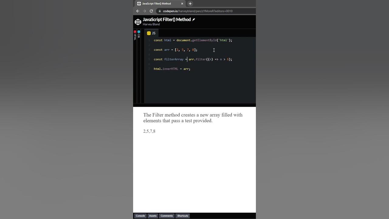 JavaScript filter() method - YouTube